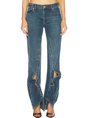 Y/project Hook And Eye Straight Leg Jeans - Evergreen Vintage Blue