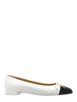 STUART WEITZMAN Sleek Bow Ballerina Flats - White