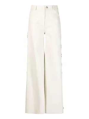 Chloé Lace-up Leather Trousers - 112 Eden White