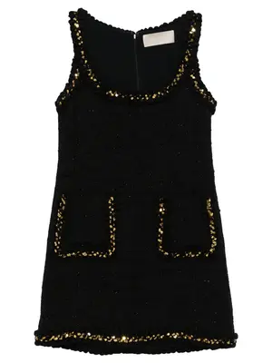 Elie Saab Embroidered Tweed Mini Dress - Black
