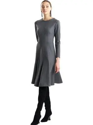 Natori Double Jersey Fluted Hem Midi Dress - Grey