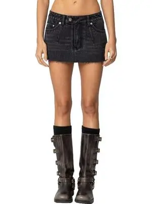 EDIKTED Clementine Denim Miniskirt - Black-washed