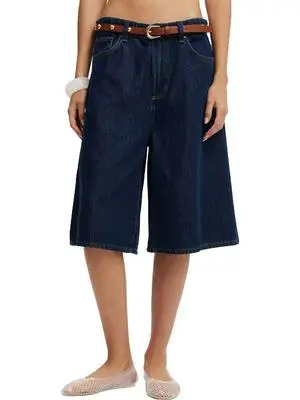 COTTON ON Lyocell Wide Denim Jort - Blue Rinse