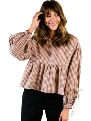 ABLE ABLE Skylar Swing Top Nutmeg/almond Gingham