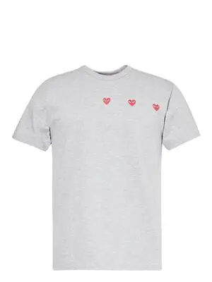 Play Comme Des Garcon Graphic-pattern Short-sleeve Cotton-jersey T-shirt - Grey