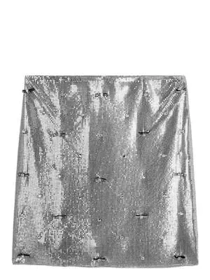 Versace Embellished Metal Mesh Mini Skirt - Silver