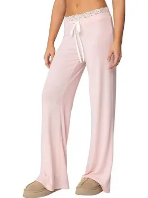 EDIKTED Lace Detailed Pants - Pink