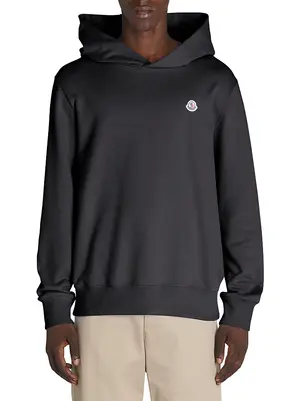 Moncler Cotton Logo Patch Hoodie - Black