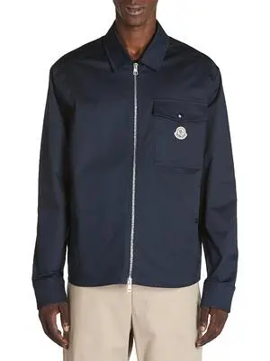 Moncler Cotton Stretch Garbardine Shirt Jacket - Navy