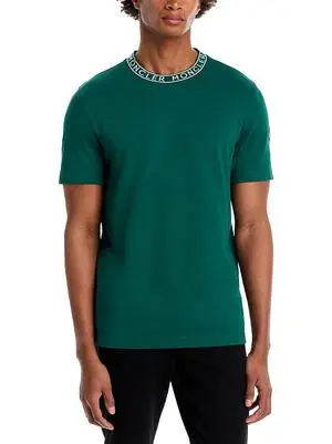 Moncler Mock Collar Logo Short Sleeve Tee Forest Green
