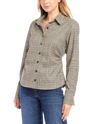Karen Kane Sequined Shirt - Plaid