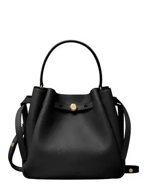 Tory Burch Romy Pebble Leather Bucket Bag - Black