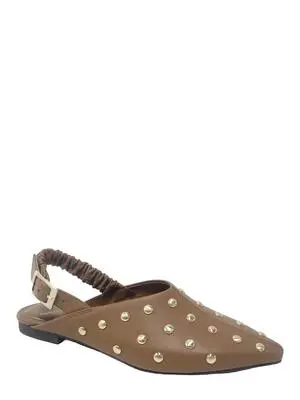KENNETH COLE Nicola Studded Slingback Mule - Brown Leather