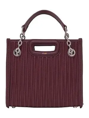 Maje Mini Leather Shoulder Bag Wine Lees