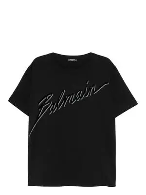 Balmain Flocked-logo T-shirt - Black