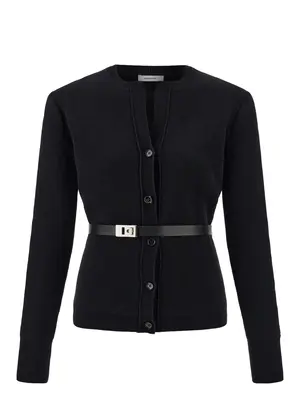 FERRAGAMO Belted Cardigan - Black