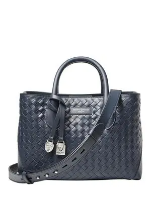 ASPINAL OF LONDON Aspinal Of London Midi Leather London Tote Bag Navy