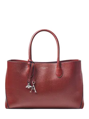 ASPINAL OF LONDON Aspinal Of London Woven Leather London Tote Bag Red