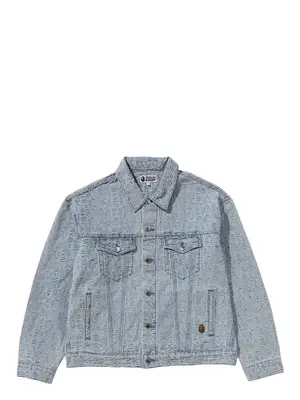 A BATHING APE Jacquard Denim Trucker Jacket - Light Indigo