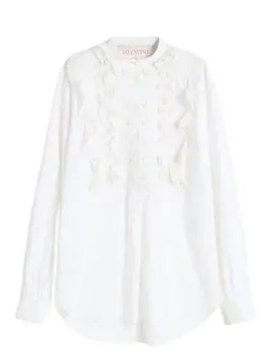 Valentino Garavani Embroidered Cotton And Linen Top - White