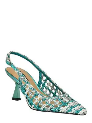 Nine West Madalene Pointed Toe Slingback Pumps - Medium Green