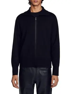 Sandro Zip-up Wool Cardigan - Black