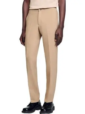 Sandro Straight-leg Jersey Trousers - Beige