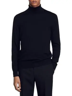 Sandro Turtleneck Wool Sweater - Black