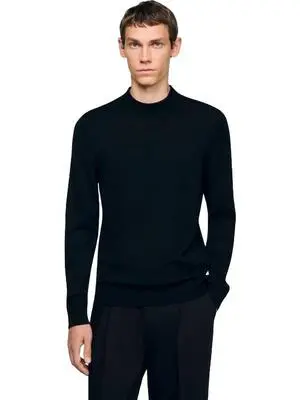 Sandro Wool Mock Neck Sweater - Black