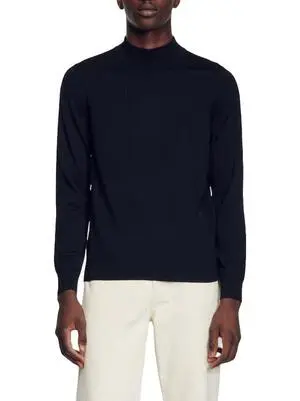Sandro Wool Mock Neck Sweater - Black