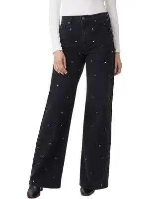 Habitual Denver Grommet High-waist Wide-leg Jeans - Washed Black