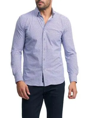 Robert Graham Trim Fit Geo Print Button-up Shirt - Blue Multi