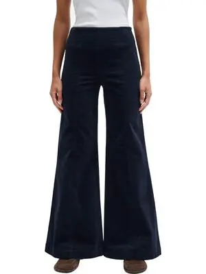ME+EM Velvet Cord Travel Palazzo Pant - Navy