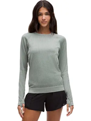 Lululemon Lululemon Rest Less Pullover Colour Rib Dark Forest/jade Grey
