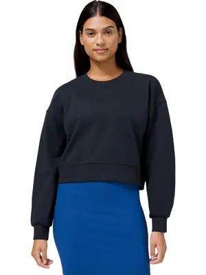 Lululemon Perfectly Oversized Cropped Crewneck Sweatshirt - True Navy