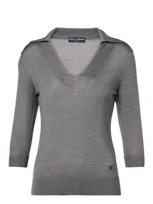 Dolce & Gabbana Silk Polo Sweater - Grey