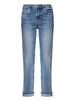 Ag Girlfriend Mid-rise Straight Jeans - Blue