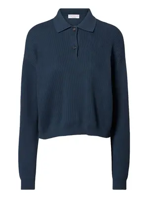 Brunello Cucinelli Cotton Polo Sweater - Blue