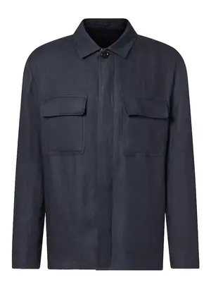 LARDINI Linen Overshirt - Blue