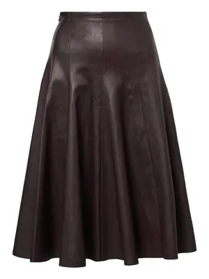 Stouls Sabrina Leather Midi Skirt - Red