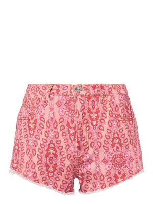 Etro Printed Denim Shorts - Pink