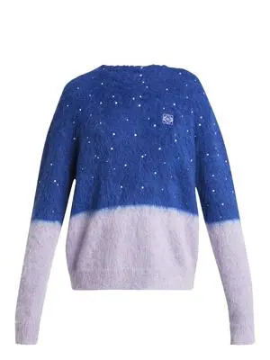 Loewe Loewe Bi-Color Crystal Fuzzy Sweater Navy Blue Lilac