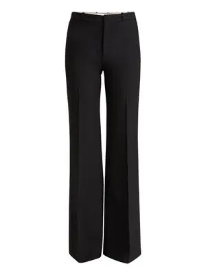 Chloé Flared Crepe Wool Trousers - Black