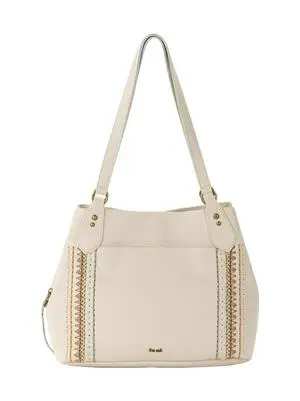THE SAK Melrose Leather Satchel Stone Neutral Seminyak