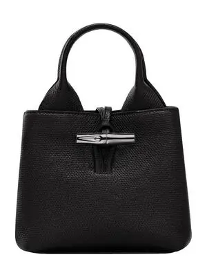 Longchamp Longchamp Le Roseau Leather Top Handle Bag Black