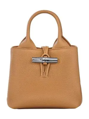Longchamp Le Roseau Leather Top Handle Bag - Walnut