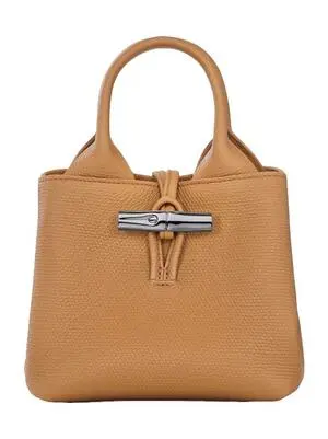 Longchamp Le Roseau Leather Top Handle Bag - Walnut