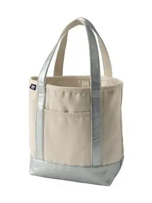 LANDS' END Open Top Canvas Tote Bag Natural/silver Metallic