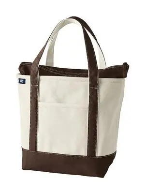 LANDS' END Canvas Zip Top Tote Bag - Natural/brown Root