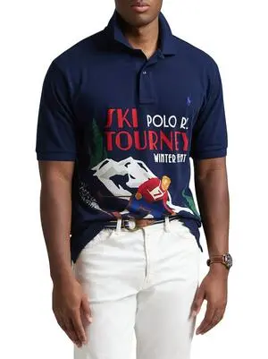 Polo Ralph Lauren Big & Tall Ski-print Mesh Polo Shirt - Rl Navy Multi
